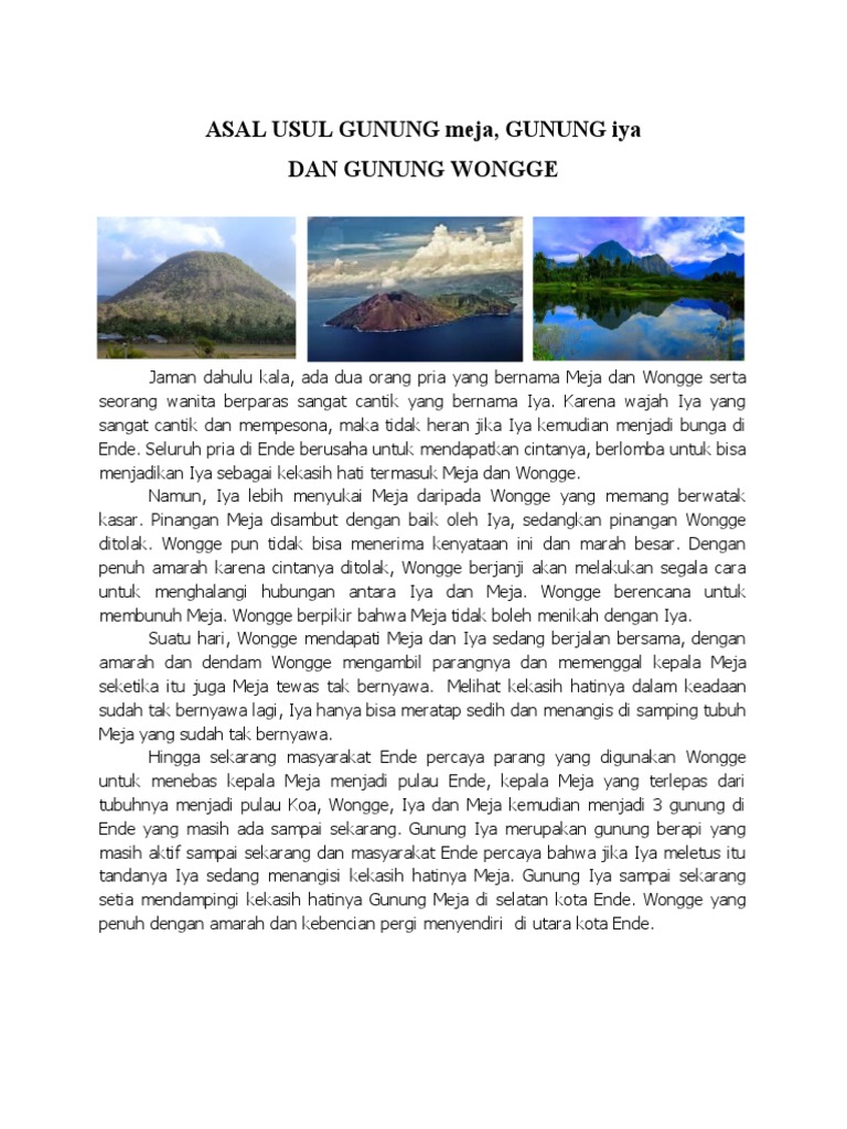 Legenda Asal Usul Gunung Meja Ende | PDF
