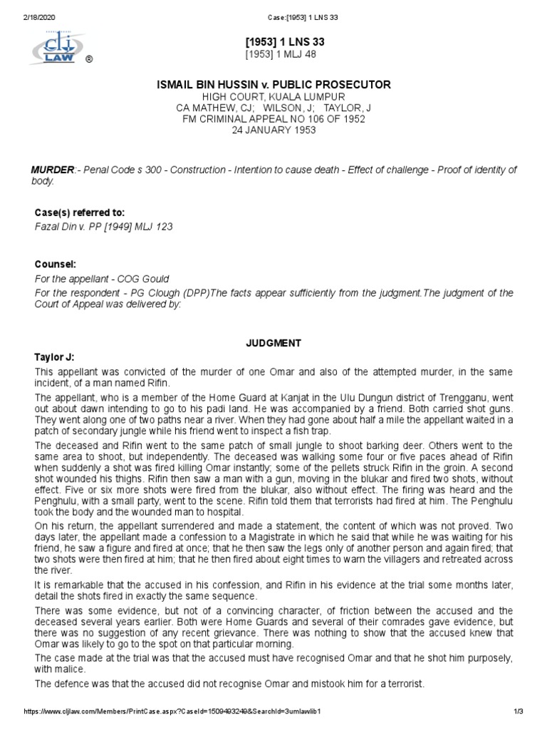 MURDER:-Penal Code S 300 - Construction - Intention To Cause Death ...