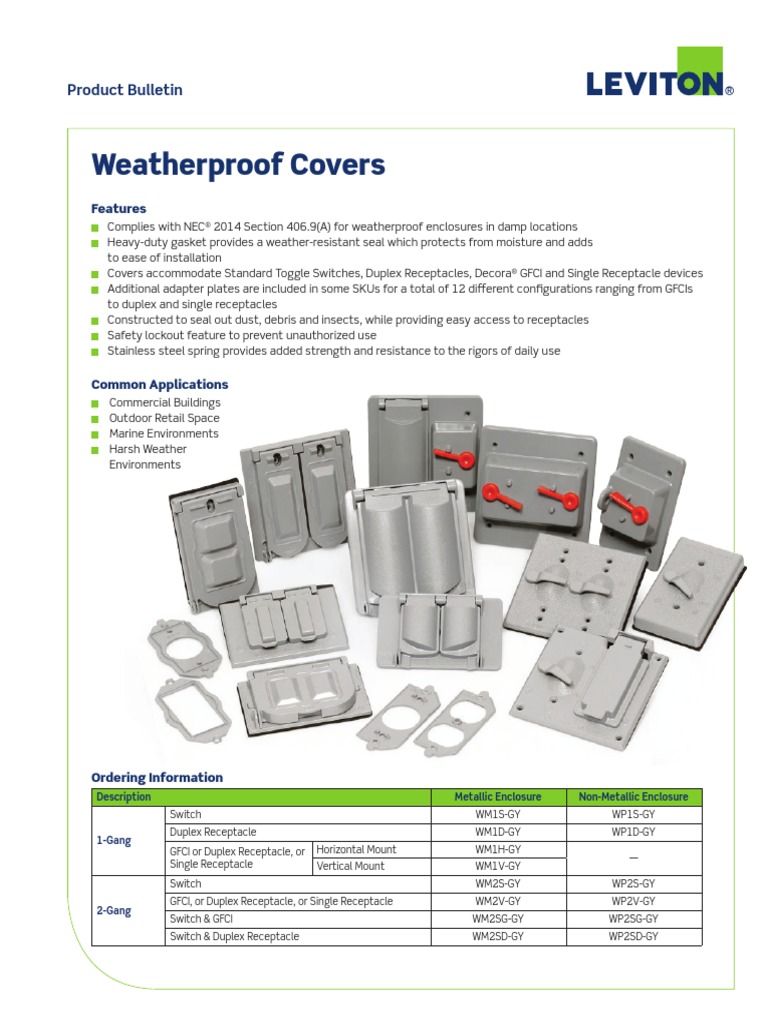 Weatherproof Covers: Product Bulletin | PDF | Electrical Engineering ...