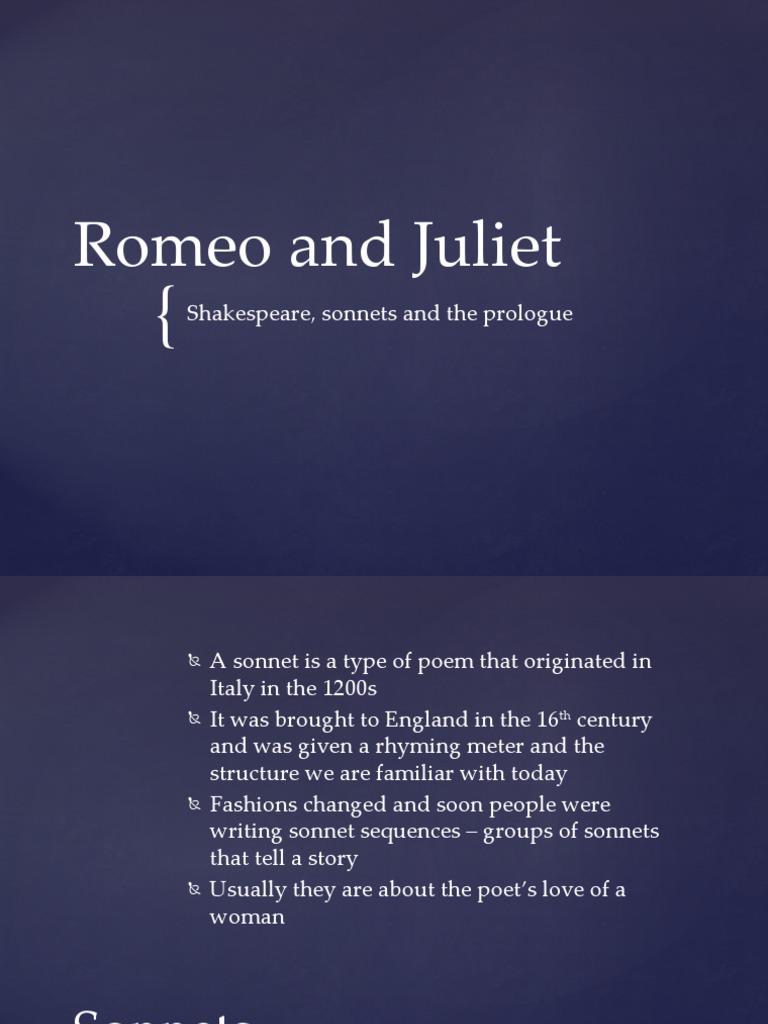 SONNETS Romeo and Juliet Sonnets and Prologue | PDF | Shakespeare's ...