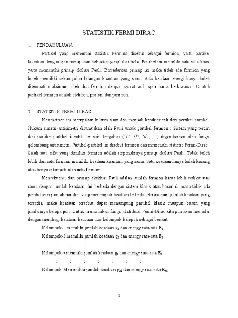 Statistik Fermi Dirac | PDF