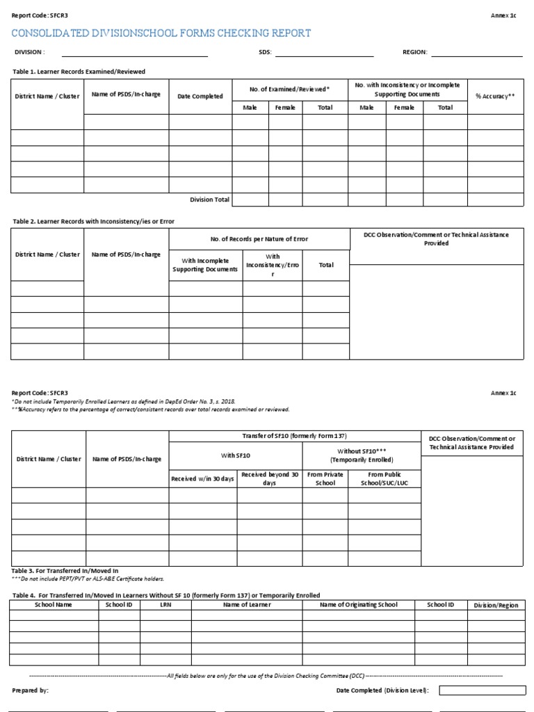 Consolidated Division School Forms Checking Report | PDF | Business