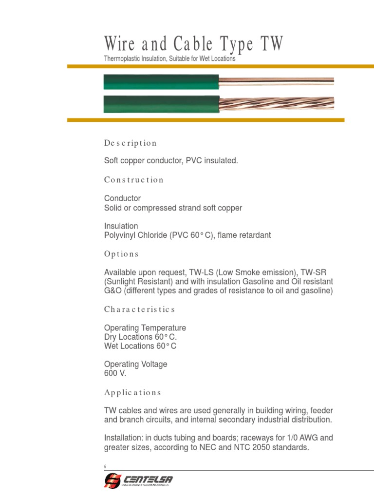 Construction Cables Data Sheet | PDF | Electrical Wiring | Insulator ...