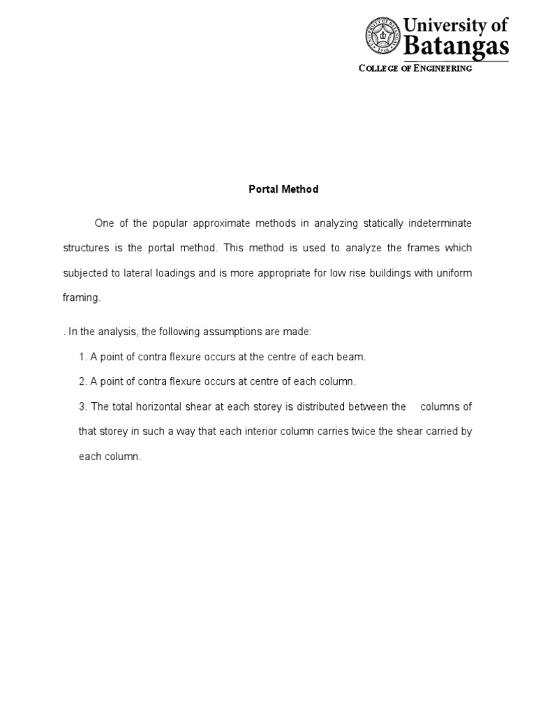 19-20 Portal Method in Frame Analysis of Wind Load | PDF | Bending ...