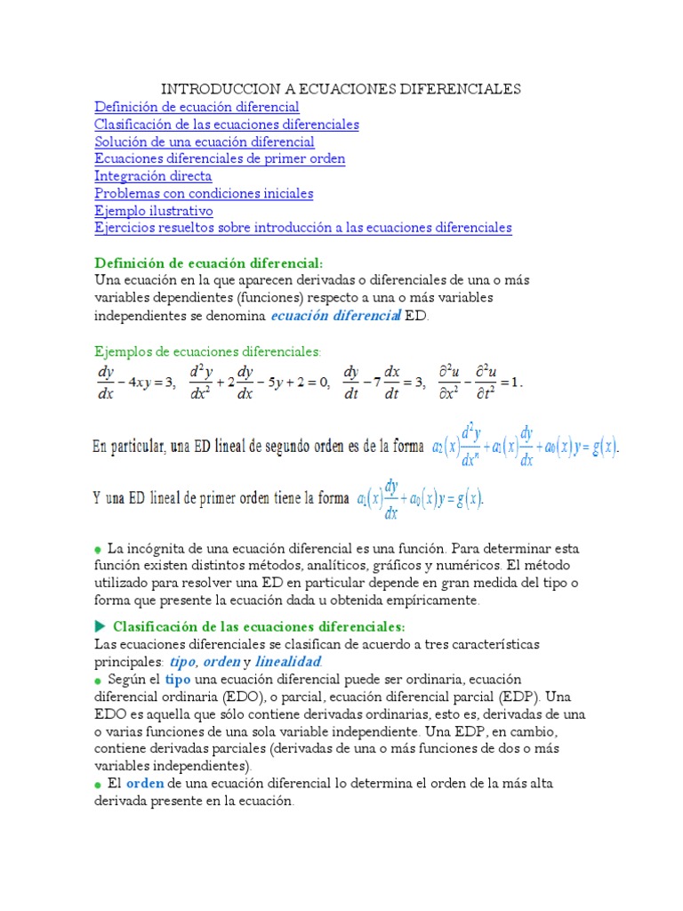 Introduccion A Ecuaciones Diferenciales | PDF | Ecuaciones diferenciales | Ecuaciones