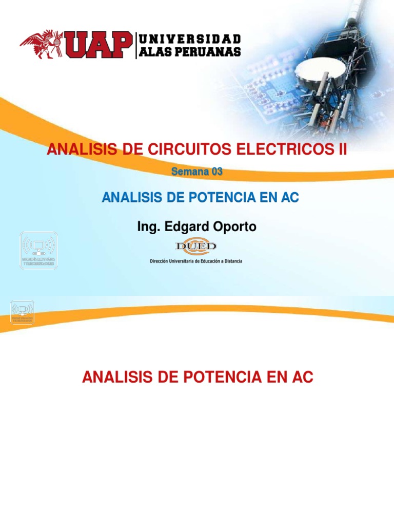 Analisis de Circuitos Electricos Ii - Semana 03 | PDF | Energia electrica | Impedancia eléctrica