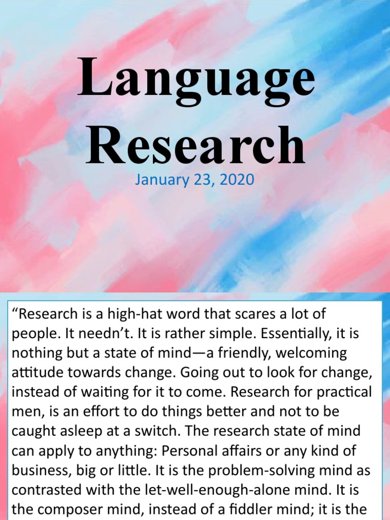 Language Research | PDF | Mind | Epistemology