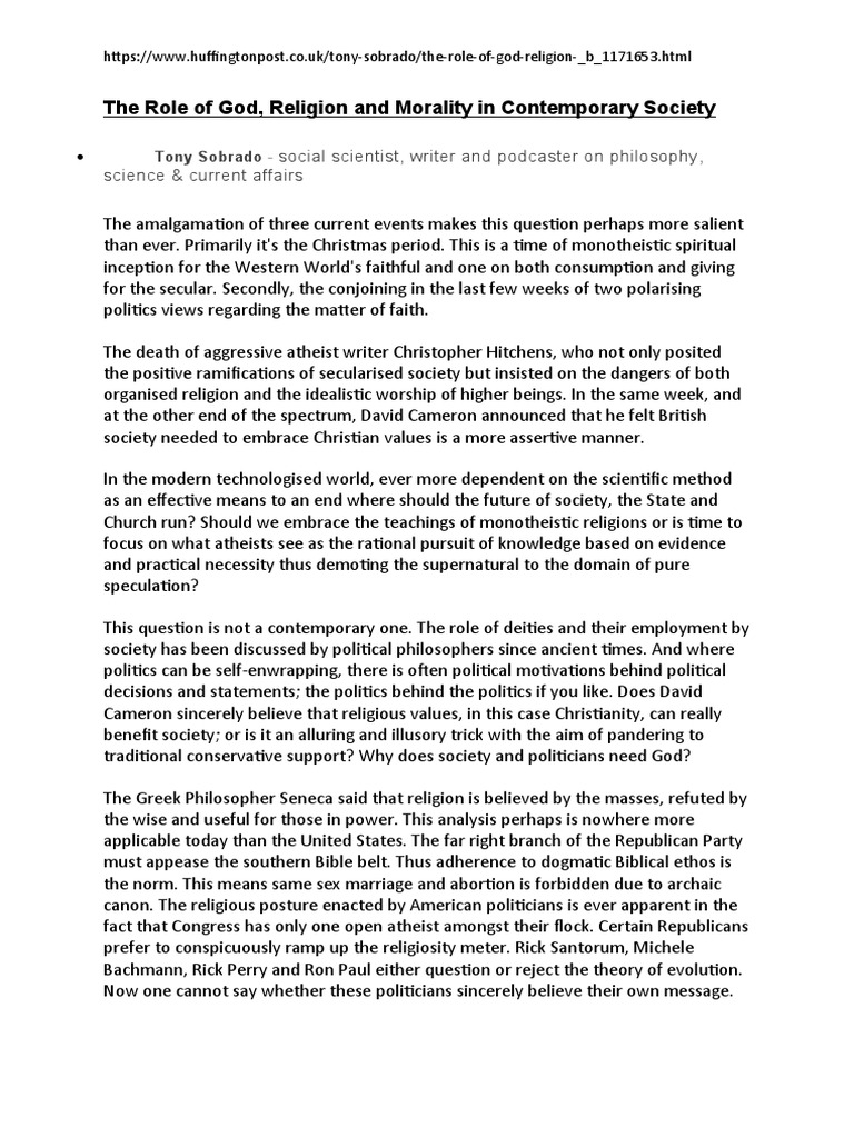 Blog - The Role of God | PDF | God | Existence Of God