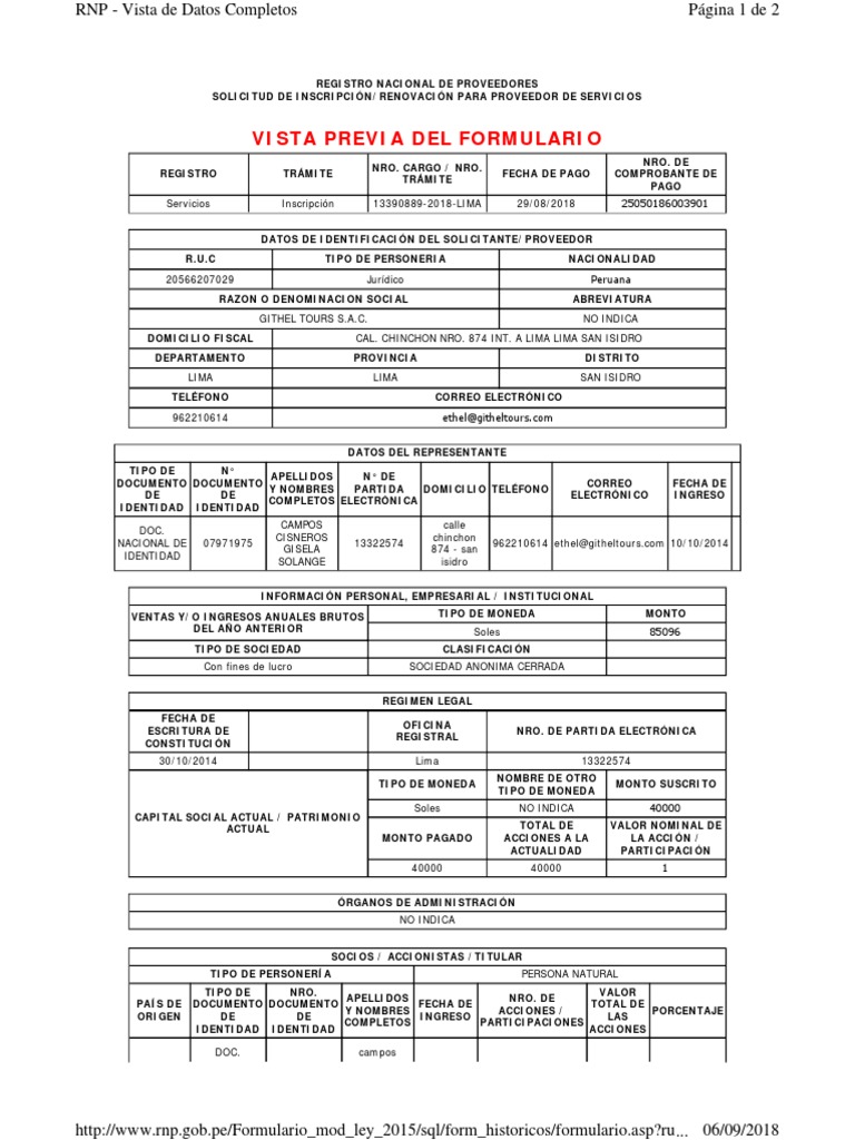 Formulario Servicios RNP | PDF | Perú | Traducciones