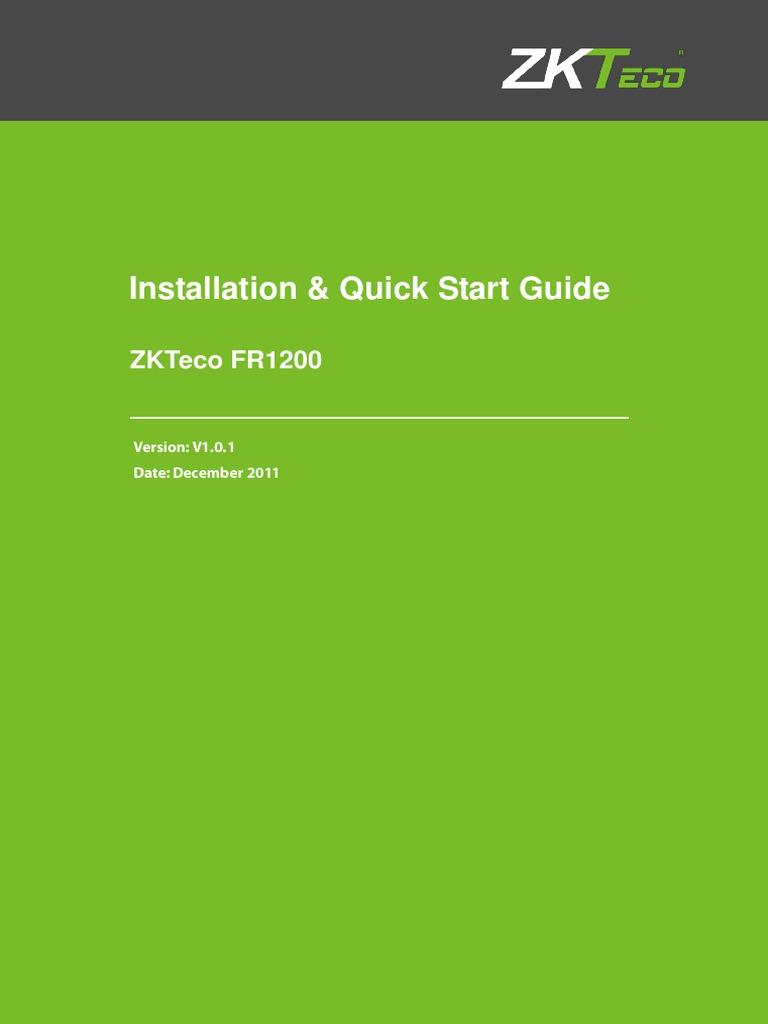 Installation & Quick Start Guide: Zkteco Fr1200 | PDF | Computing ...
