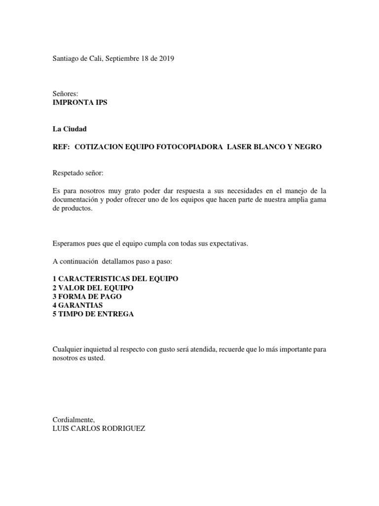 Cotizacion Fotocopiadoras Impronta Ips | PDF | Escáner de imagen ...