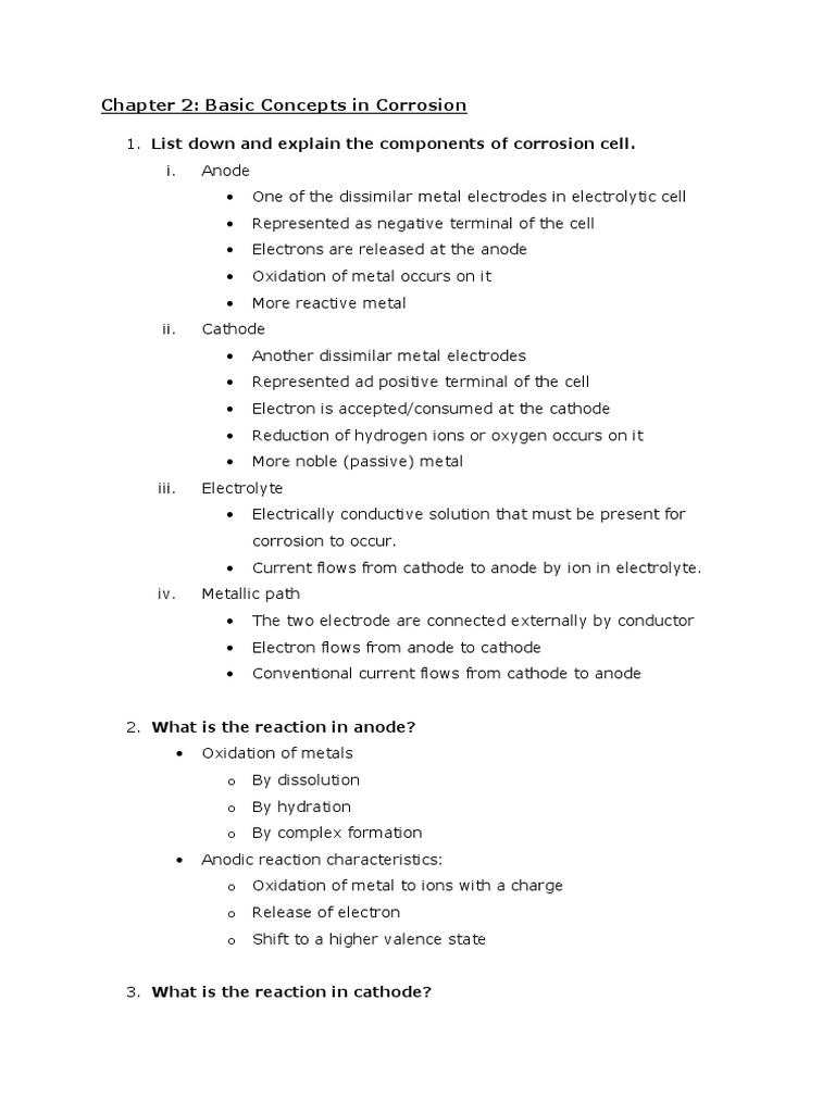 Chapter 2 - Basic Concepts of Corrosion | PDF | Anode | Cathode