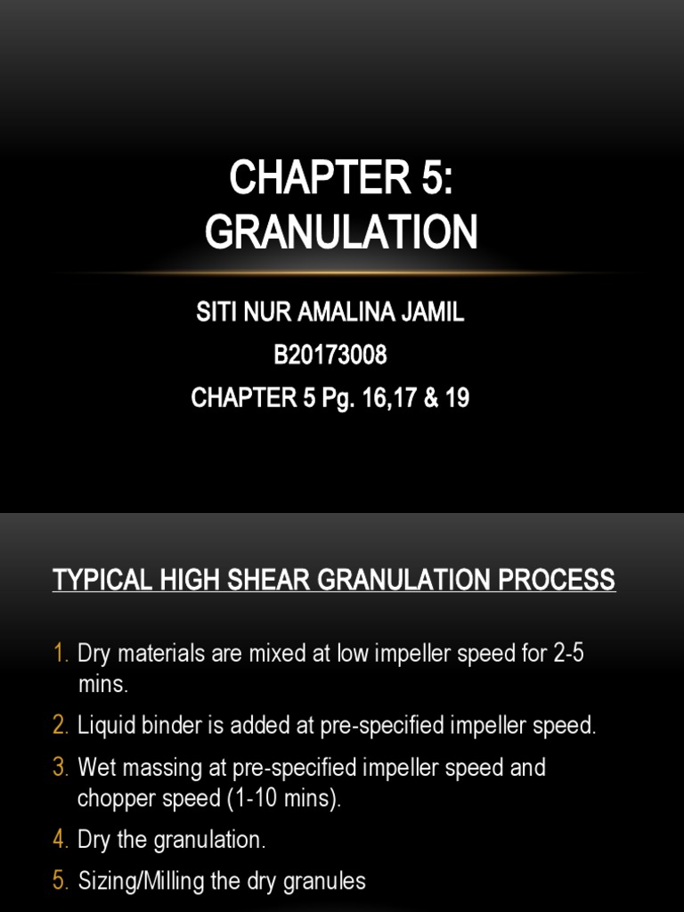High Shear Granulation Process Guide | PDF