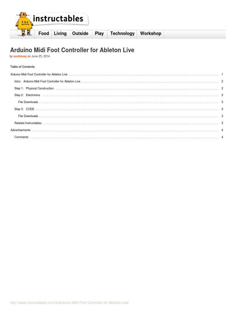 Arduino Midi Foot Controller For Ableton Live | PDF | Arduino | Office Equipment