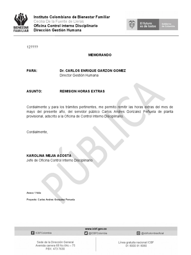 Memorando Horas Extras | PDF