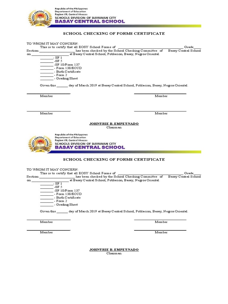 CERTIFICATE Checking of Forms | PDF | Business