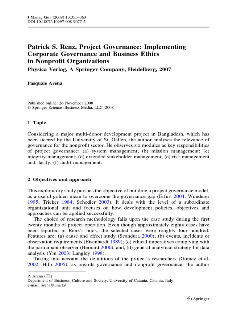 Project Governance - Implementing Corporate Governance and Business ...