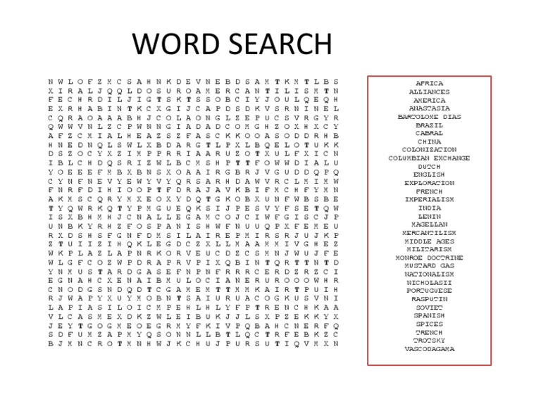Word Search Puzzle | PDF | Age Of Discovery | Empire