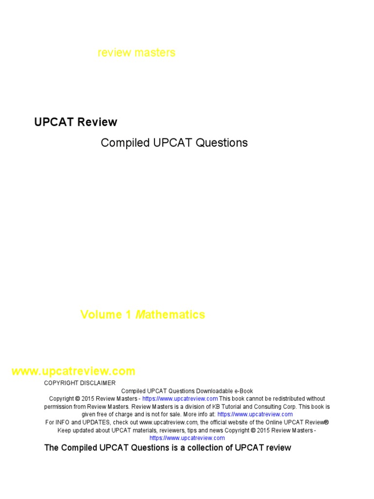 UPCAT Review Math | PDF | Area | Rectangle