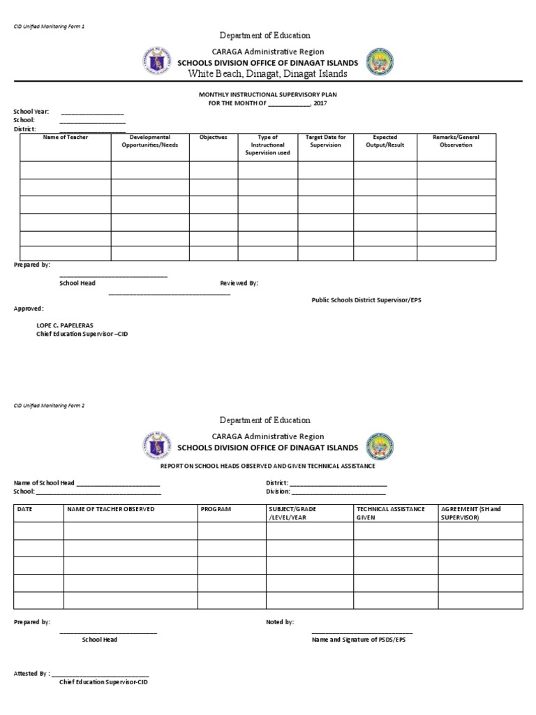 CID Unified Monitoring Forms | PDF | Cognition | Behavior Modification