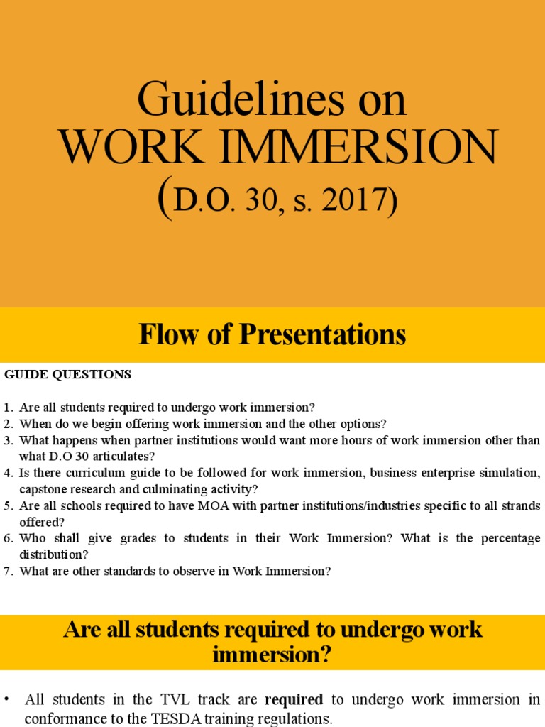 WORK IMMERSION DedEd | PDF | Simulation | Curriculum