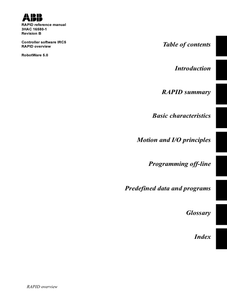 IRC5-Rapid Overview 3HAC16580-1 - Revb - en - Library PDF | PDF | Subroutine | Computer Program