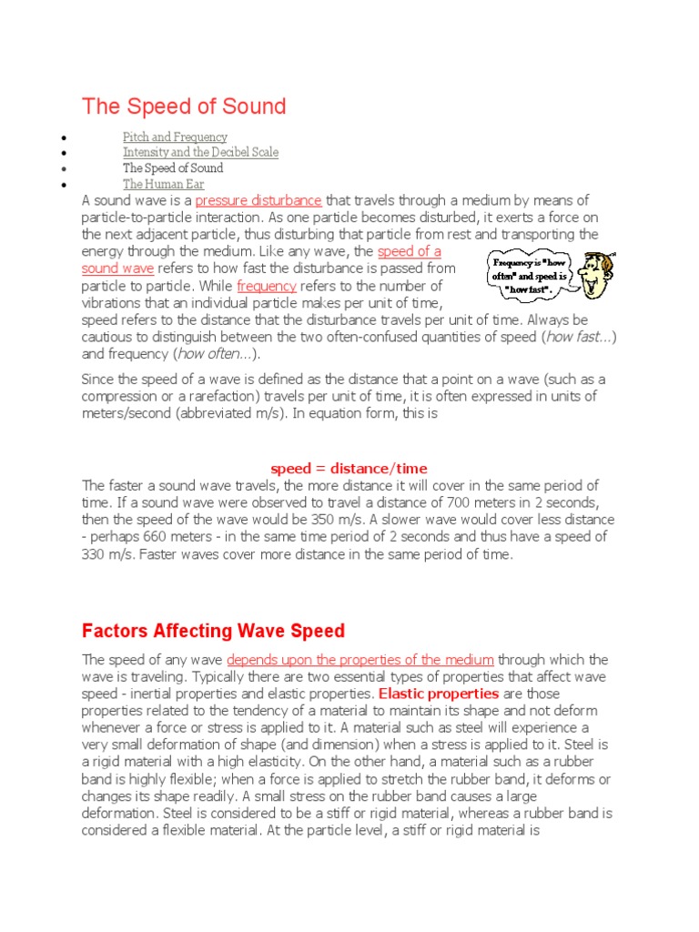 The Speed of Sound: Factors Affecting Wave Speed | PDF | Elasticity ...