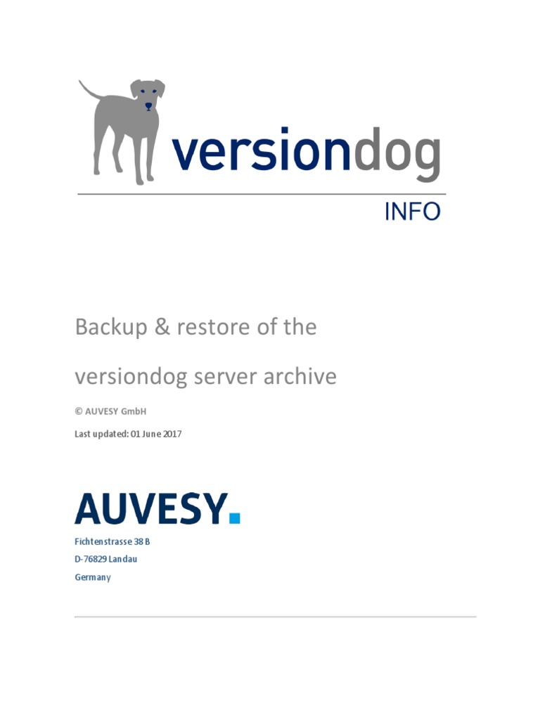 Backup & Restore of The Versiondog Server Archive: © Auvesy GMBH | PDF | Backup | Computer File