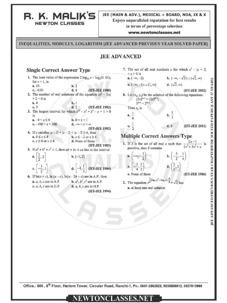 Inequalities, Modulus, Logarithm PDF | PDF Inequalities, Modulus, Logarithm PDF | PDF