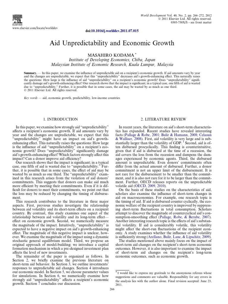Aid Unpredictability and Economic Growth | PDF | Aids | Economic Growth