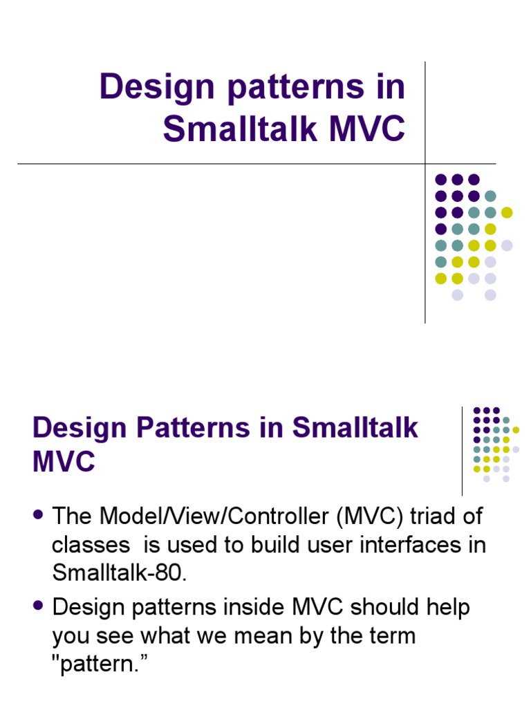 Design Patterns In Smalltalk Mvc Pdf Class Computer Programming Object Computer Science