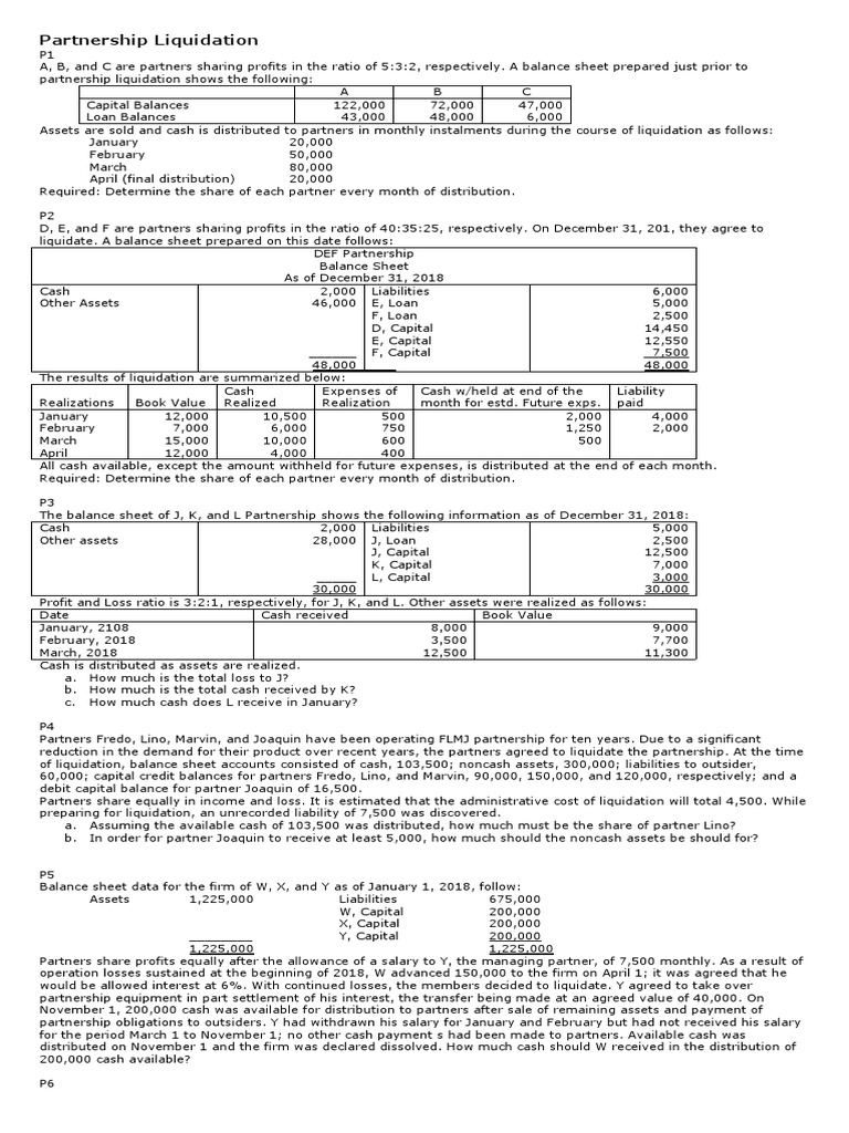 Determining Partner Shares in Monthly Liquidation Distributions for ...