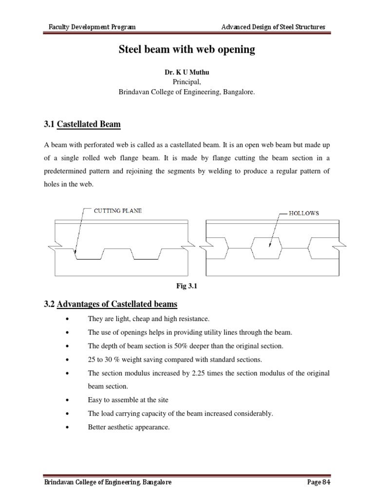 Module 3 Steel Beam With Web Opening PDF | PDF | Beam (Structure) | Bending