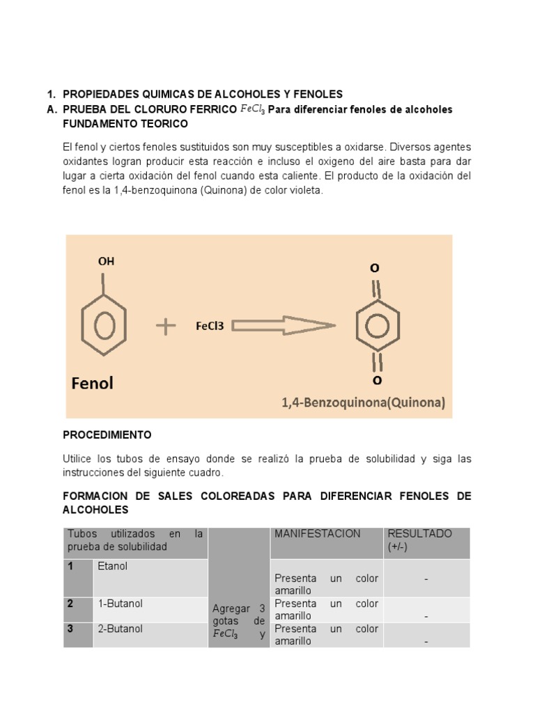 Propiedades Quimicas de Alcoholes y Fenoles | PDF