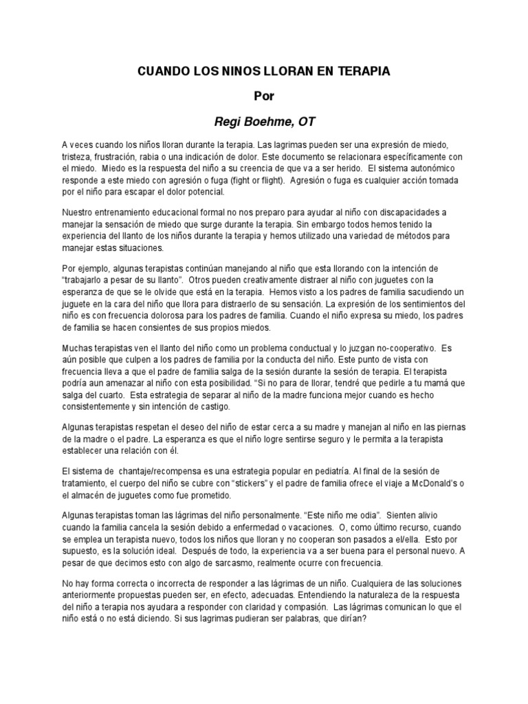 When Children Cry in Therapy Spanish | PDF | Temor | Las emociones