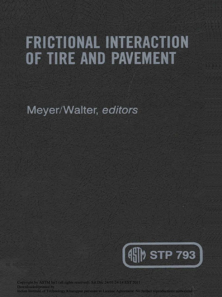 Frictional Interaction Tyreandpavem Stp793 Pdf Tire Friction