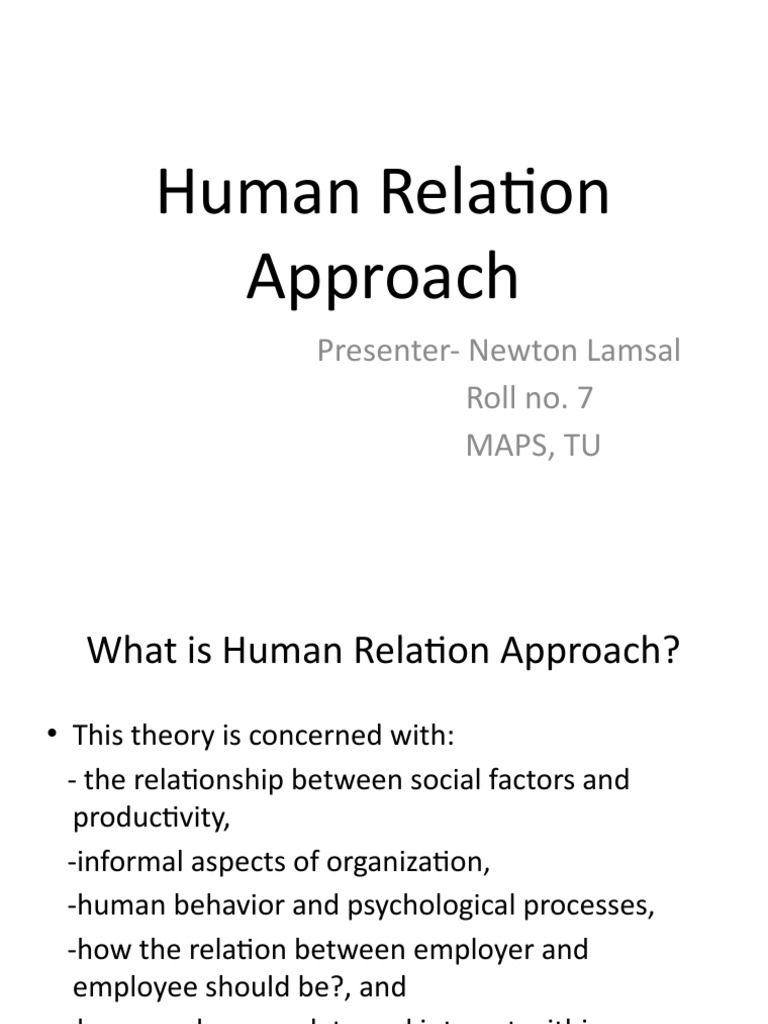 Human Relation Approach | PDF | Experiment | Motivation