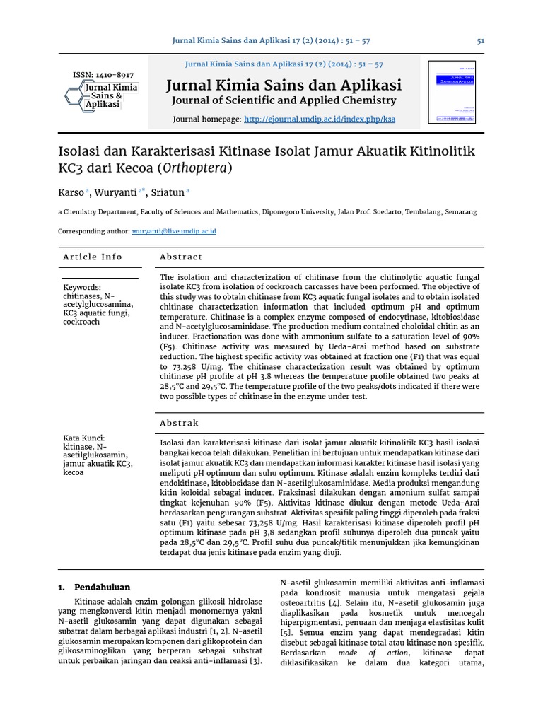 Jurnal Kimia Sains Dan Aplikasi | PDF | Biokimia | Kimia