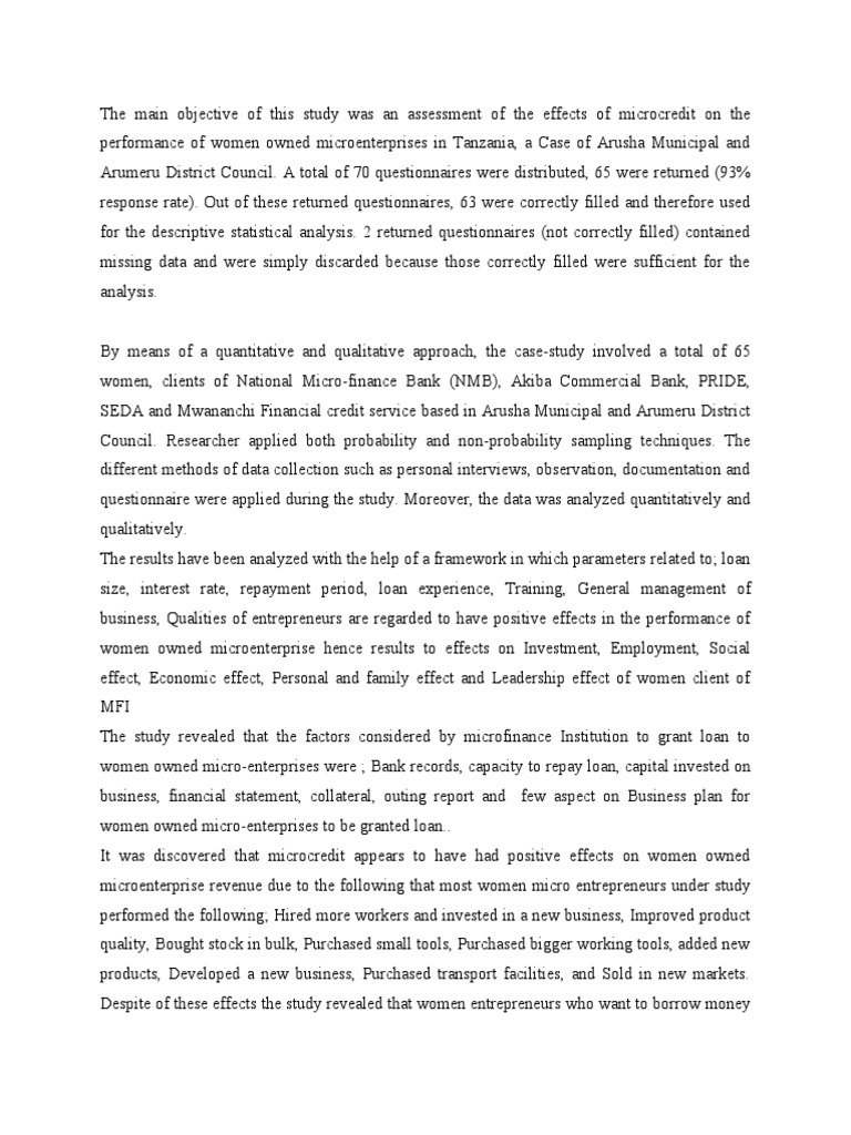 Example of Abstract | PDF | Microfinance | Microcredit