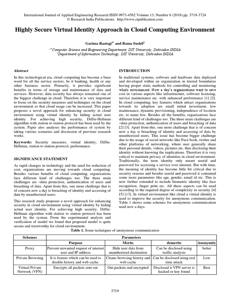 Ijaerv13n6 79 PDF | PDF | Public Key Cryptography | Cloud Computing