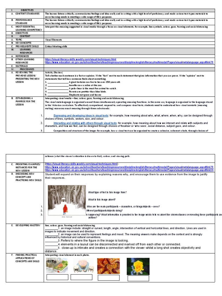 Expressing and Developing Ideas in Visual Texts Interacting and ...