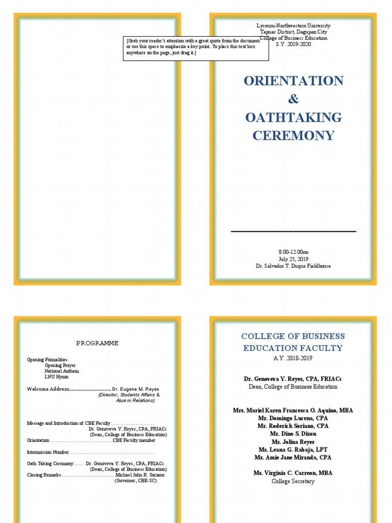 Orientation and Oathtaking Program | PDF