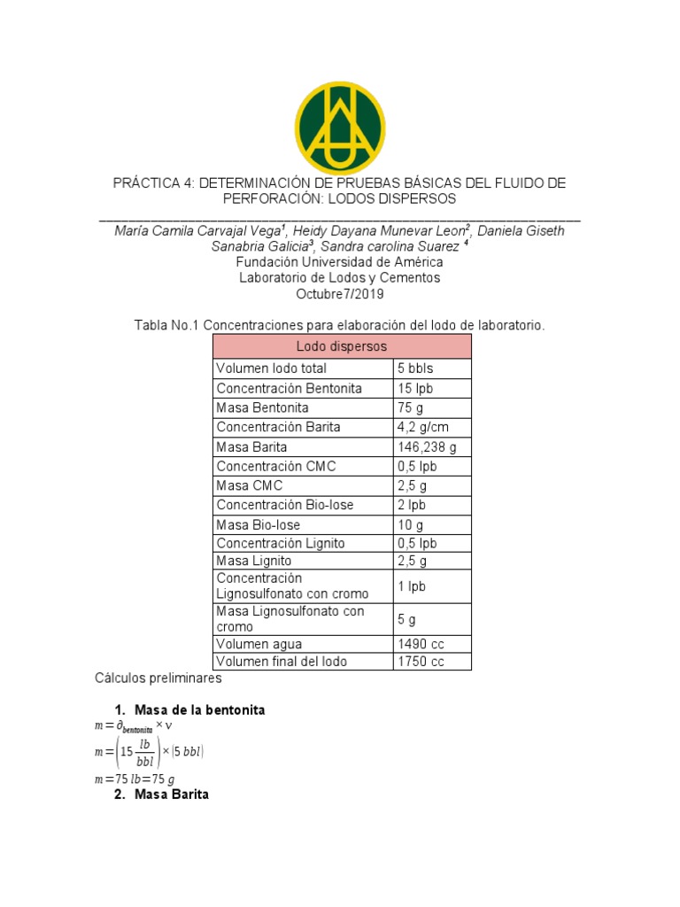 Pruebas de Lodos Dispersos en Perforación | PDF | Filtración ...