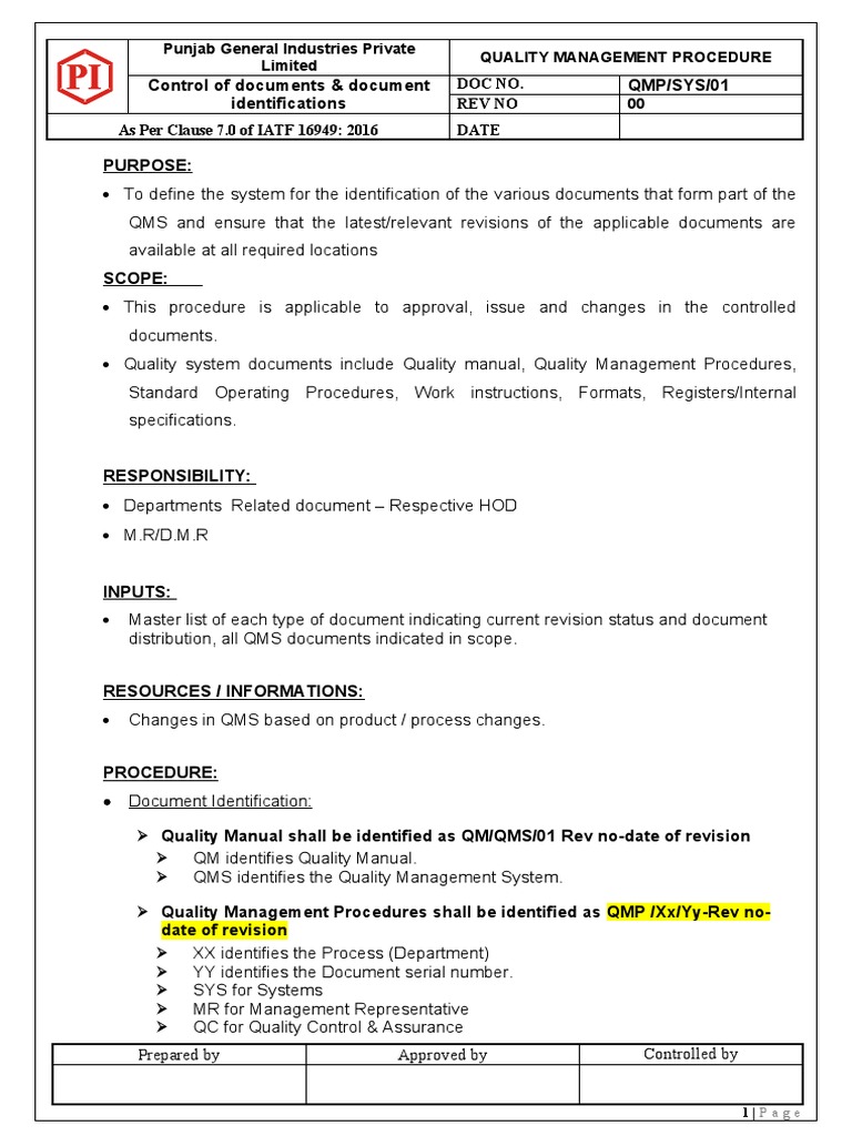Ensuring Quality Through Effective Document Control: A Procedure for ...