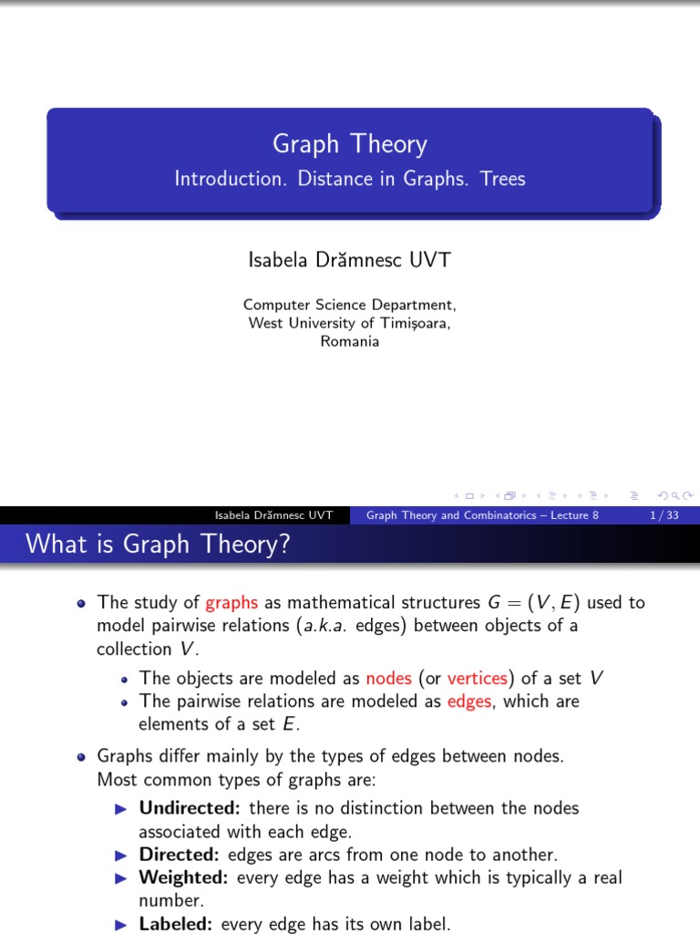 Graph Theory: Introduction. Distance in Graphs. Trees | PDF | Vertex (Graph Theory) | Graph Theory