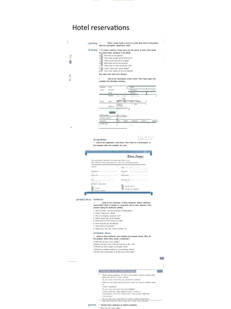 9, Hotel Reservations | PDF | Payments | Question
