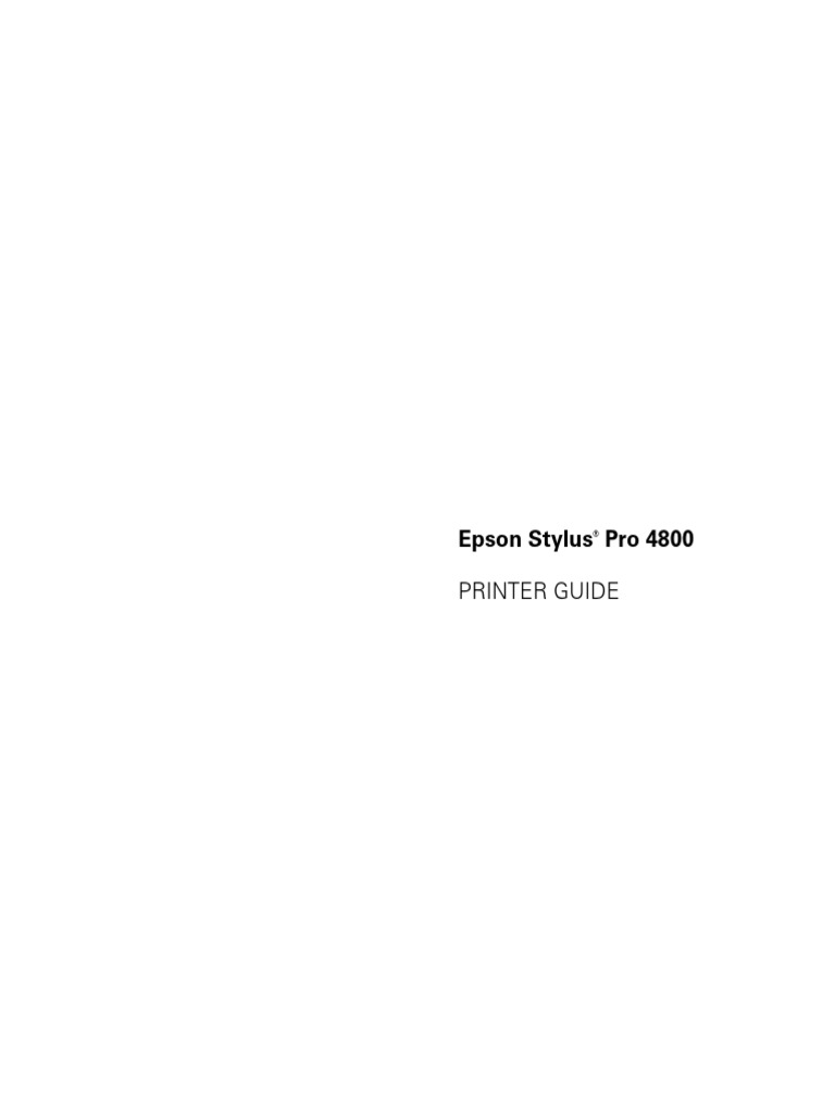 Epson Stylus Pro 4800: Printer Guide | PDF | Printer (Computing) | Usb
