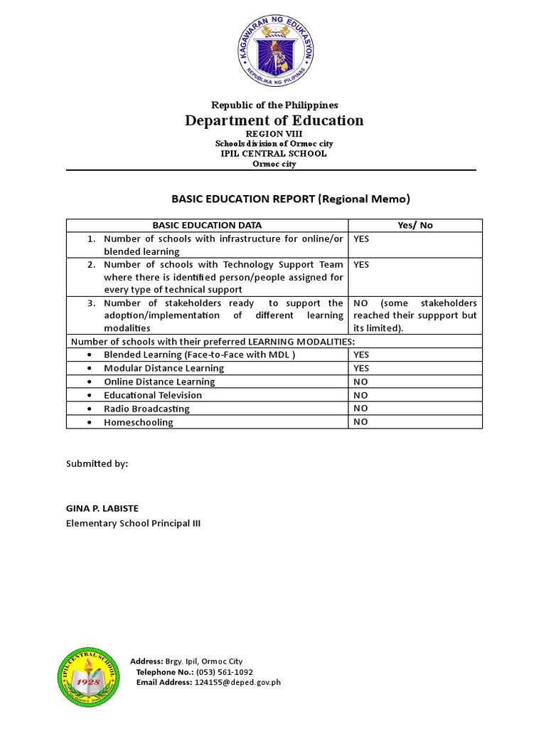 Deped Basic Educational Report | PDF