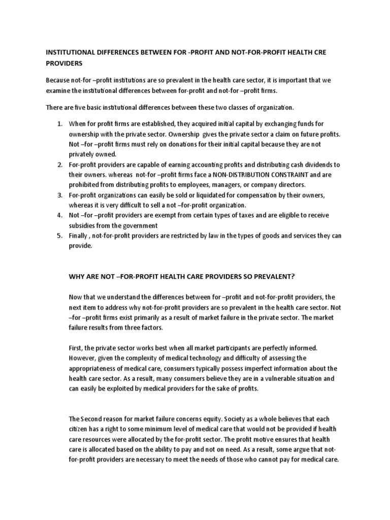 Institutional Differences | PDF | Nonprofit Organization | Market Failure