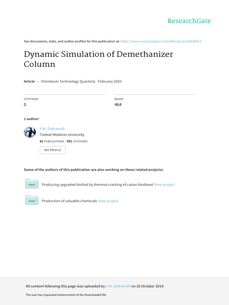 Demethanizer Tower Dynamics Explained | PDF | Cracking (Chemistry ...